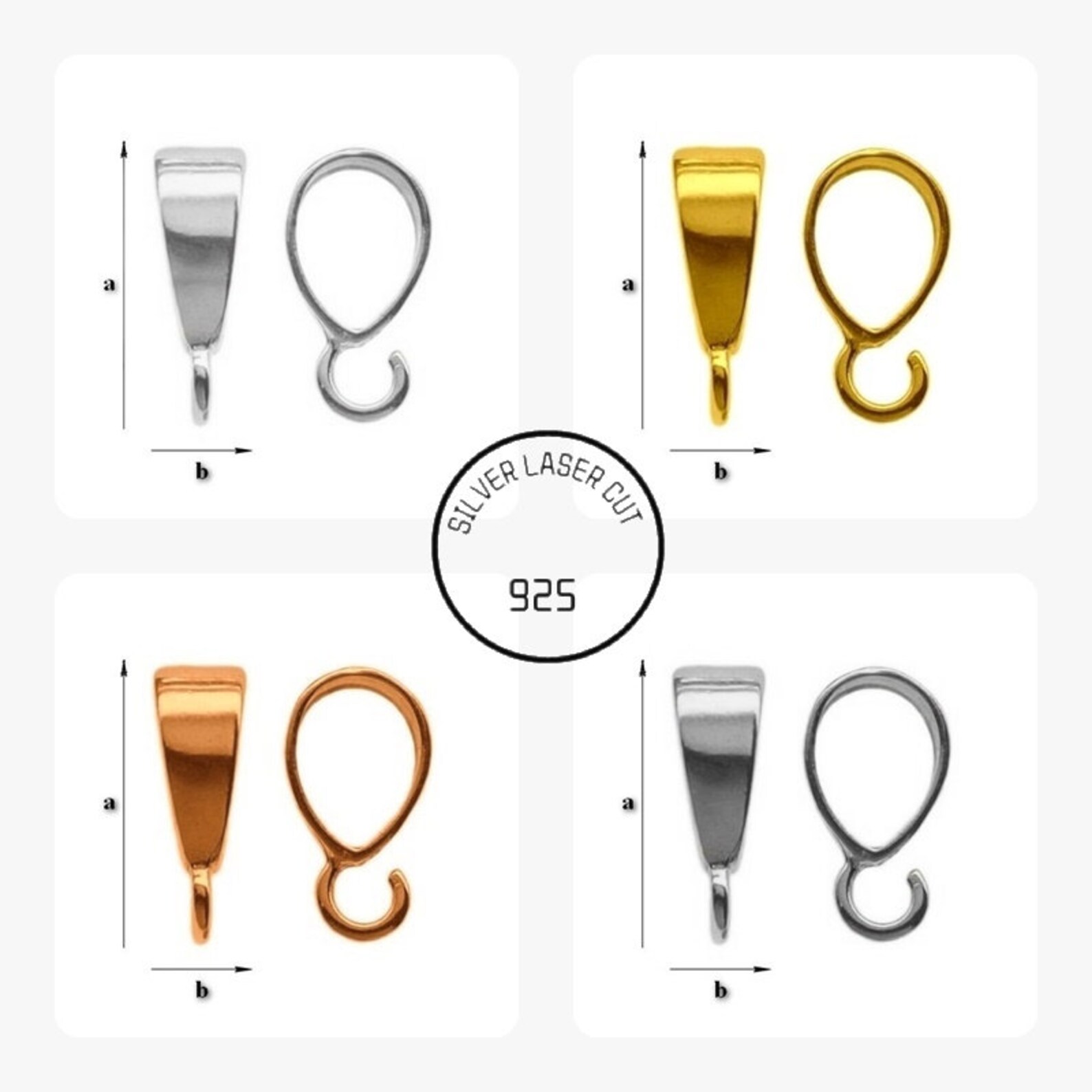 925 Silver Open Loop Bail. Pendant Bail. Jewelery Making. Slider Bail ...