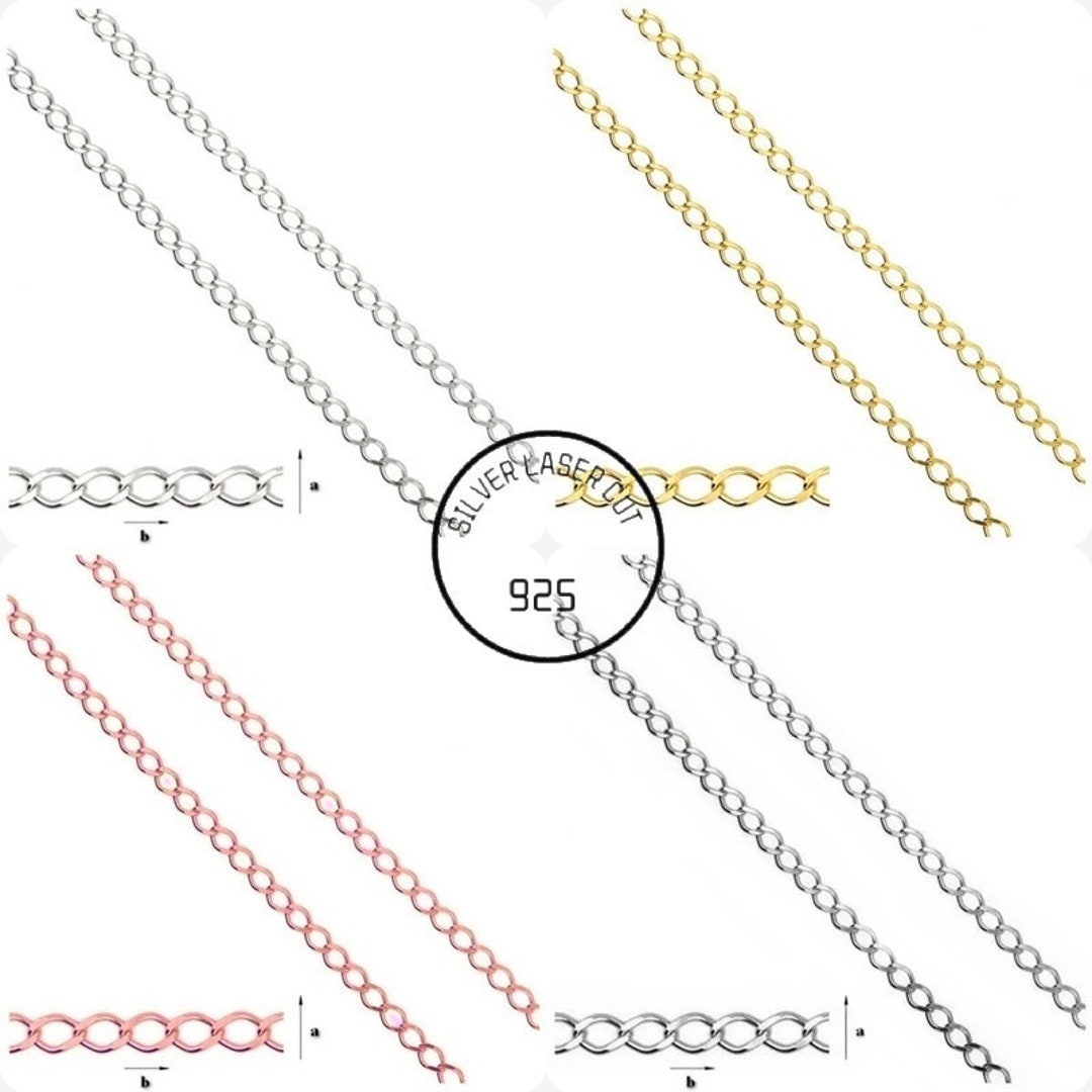 Rombo Style Diamond Chain 10cm. Chain Base for Necklace and Bracelet. Sterling Silver Chain Base ...