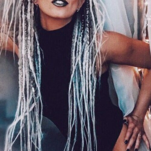 Platinum Silver Synthetic Dreads Extensions Wild Hair - Etsy