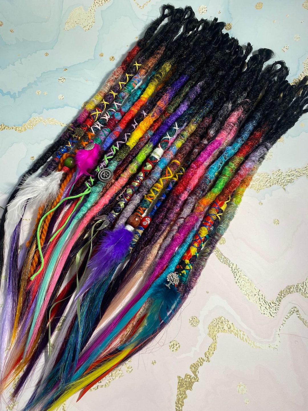 Black Rainbow SE Dreads, Mix Colorsynthetic Dreadlock Extensions ...