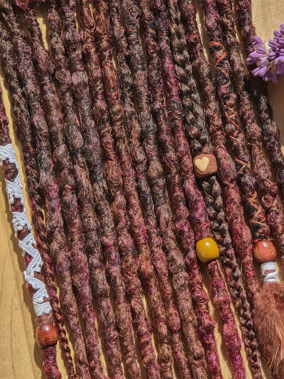 Red Ginger Spice Single Ended Dreadlocks, Brown Auburn Synthetic Dreads ...