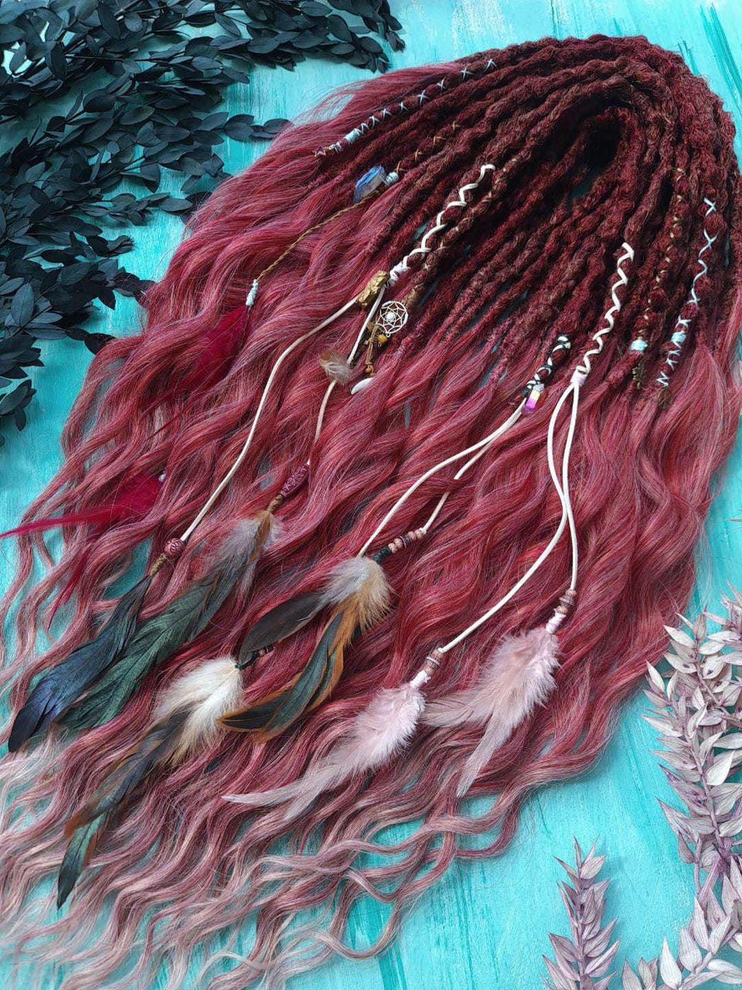 Bohemian Ariel Curls Dreads Mermaid Dreadlocks With Feathers Copper ...
