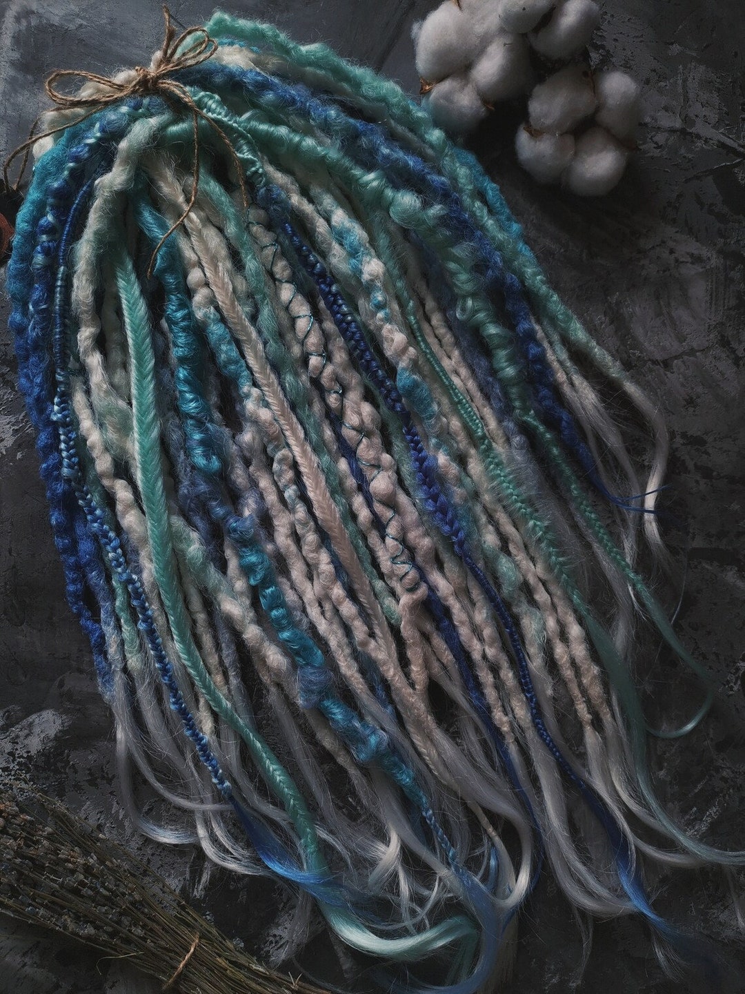 Aqua Blue Synthetic Dreads, Double or Single Ended Dreadlocks Extension ...