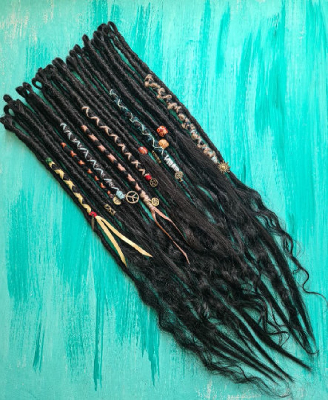 Black Dark Brown Dreadlock Extensions Human Hair Goddess Ends, Single ...