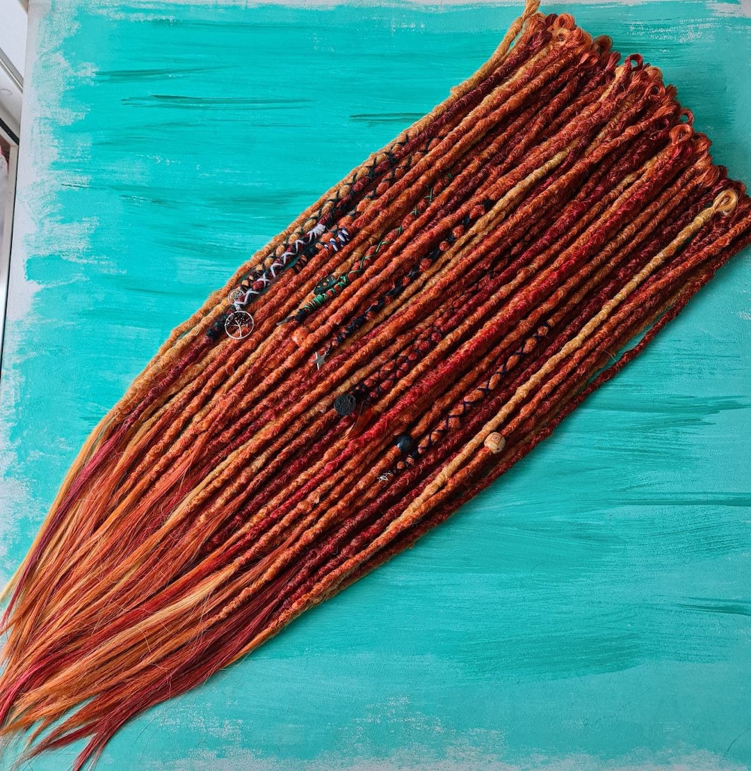 Dreads Copper Ginger Single Ended Drealock Extensions Red, Synthetic ...