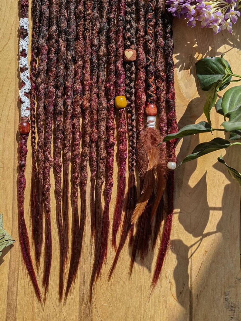 Red Ginger Spice Single Ended Dreadlocks, Brown Auburn Synthetic Dreads ...