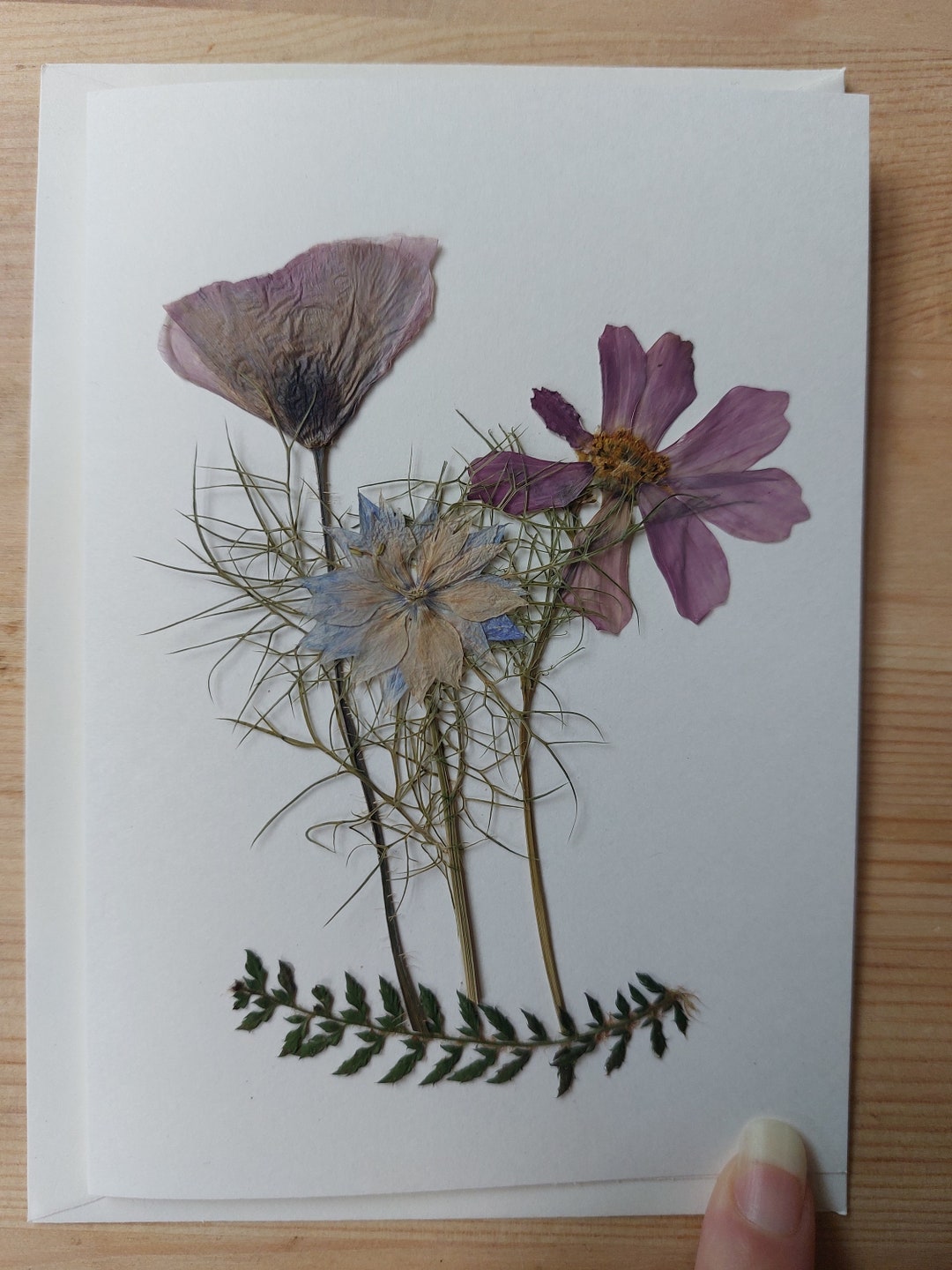 Botanical Card Pressed Flower Card Single Made With Real Pressed ...