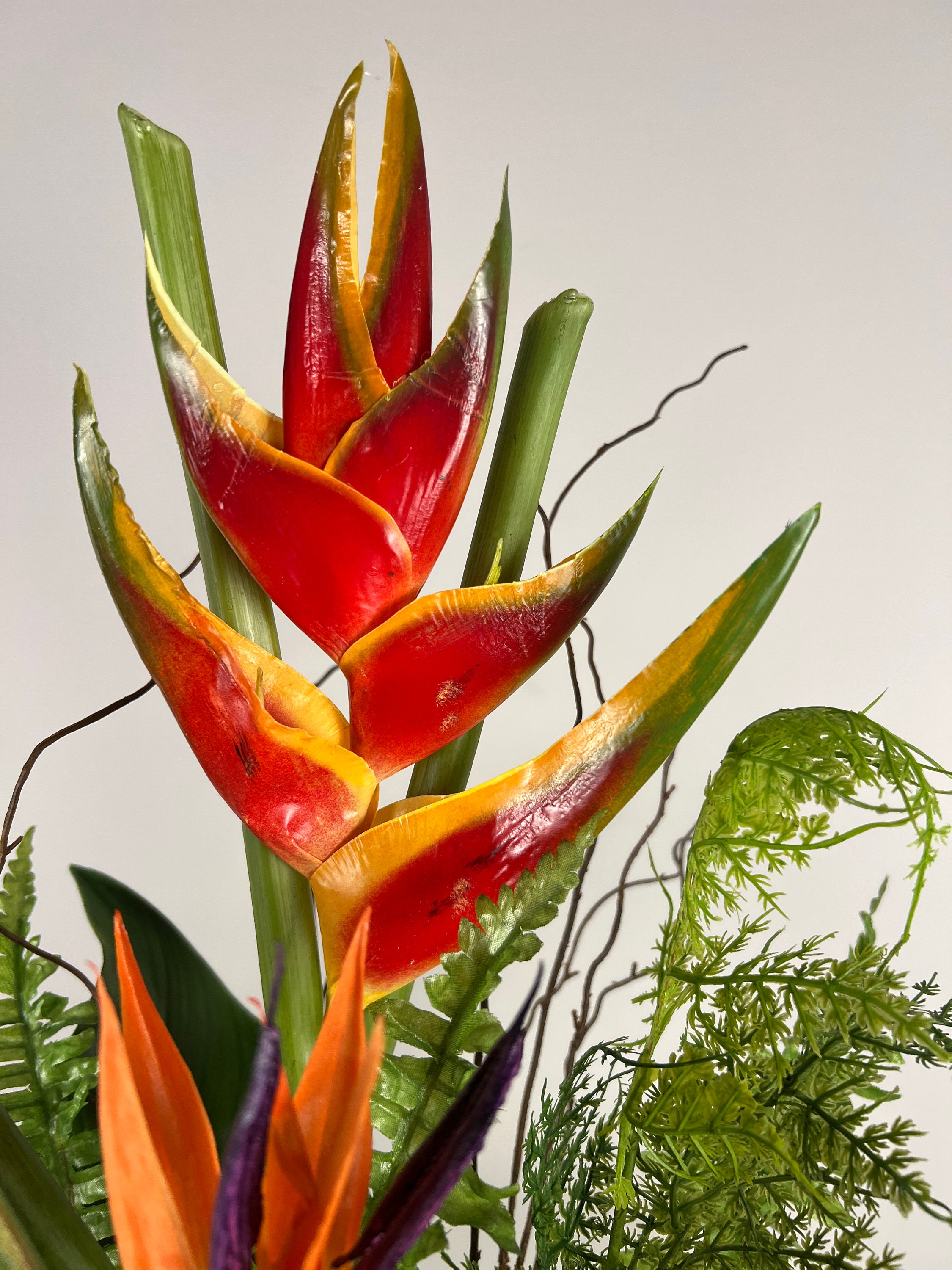 High Elevation Tropical Arrangement. Artificial, Torch Heliconia, Bird ...