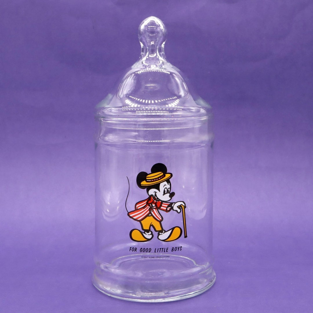 Walt Disney Mickey Mouse for Good Little Boys Glass Candy Jar W/ Lid ...