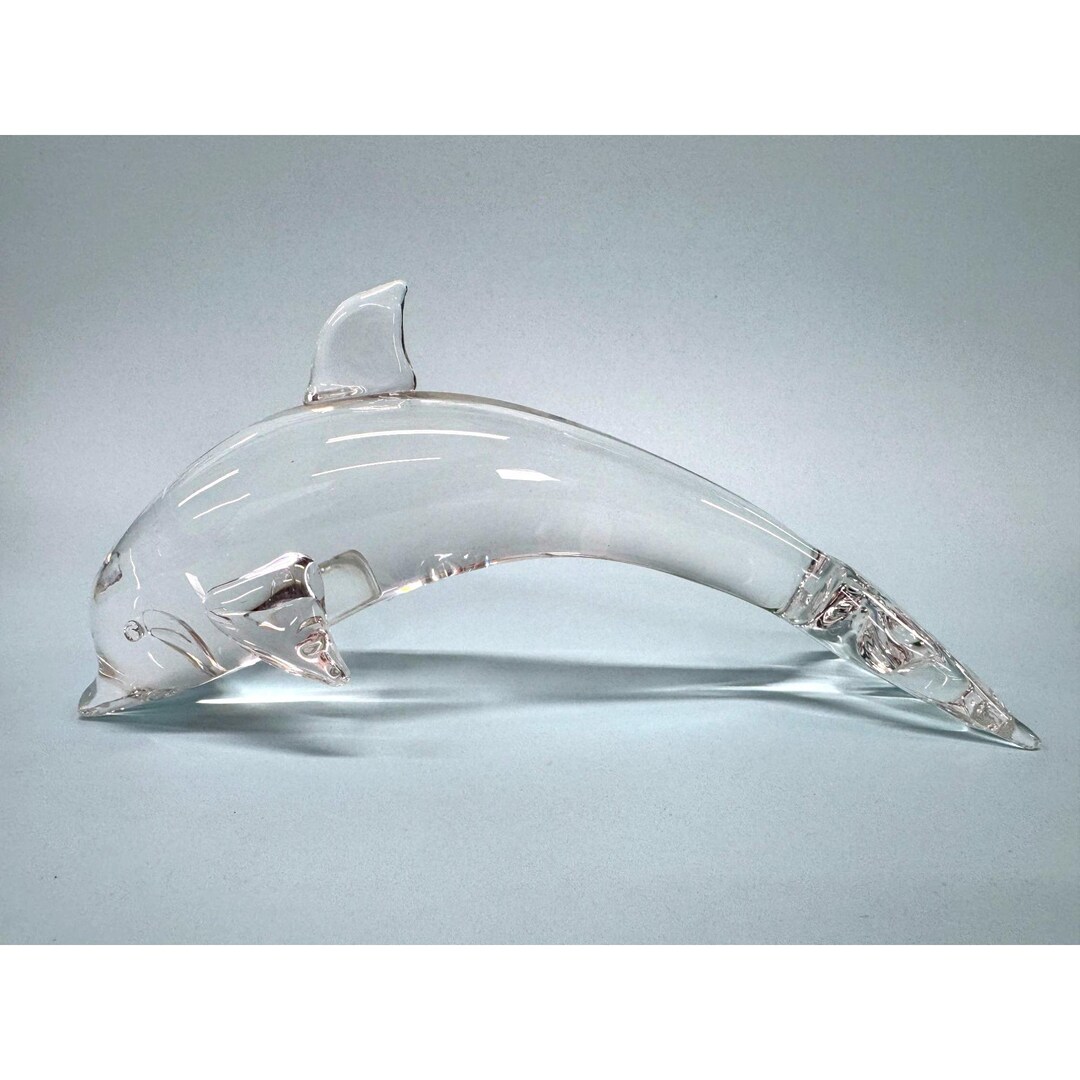 STEUBEN 9.5" Jumping Dolphin Crystal Sculpture Figurine Vtg 1960's ...