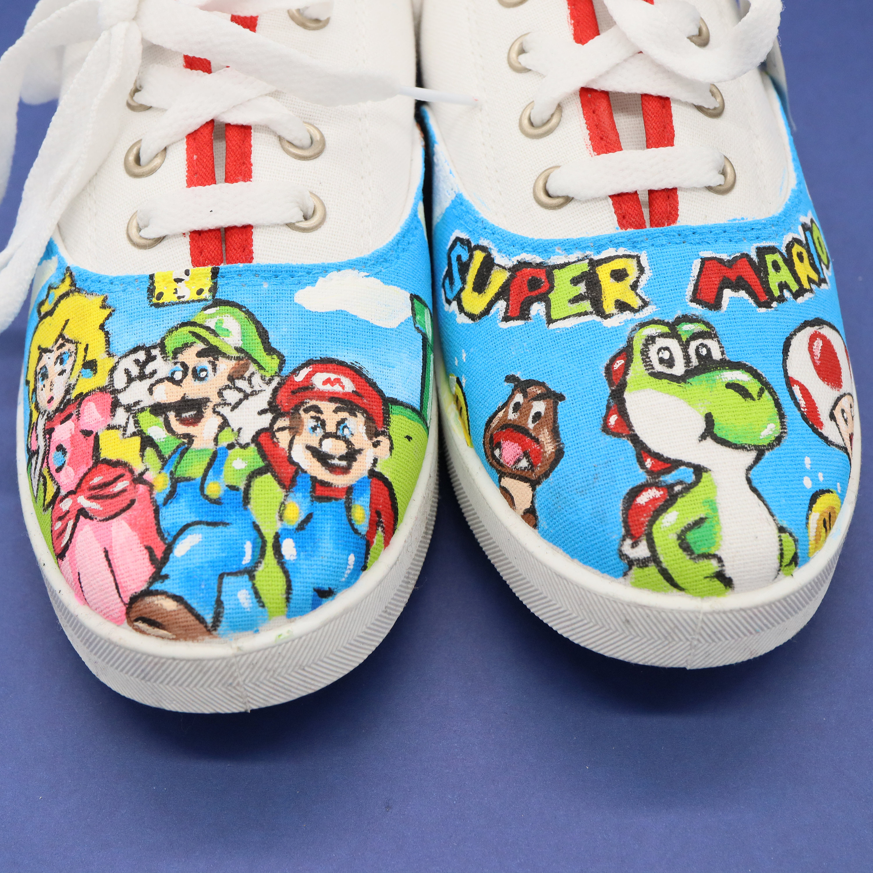 Hand Painted Super Mario Bros Shoes, Womens Sz8 - Etsy