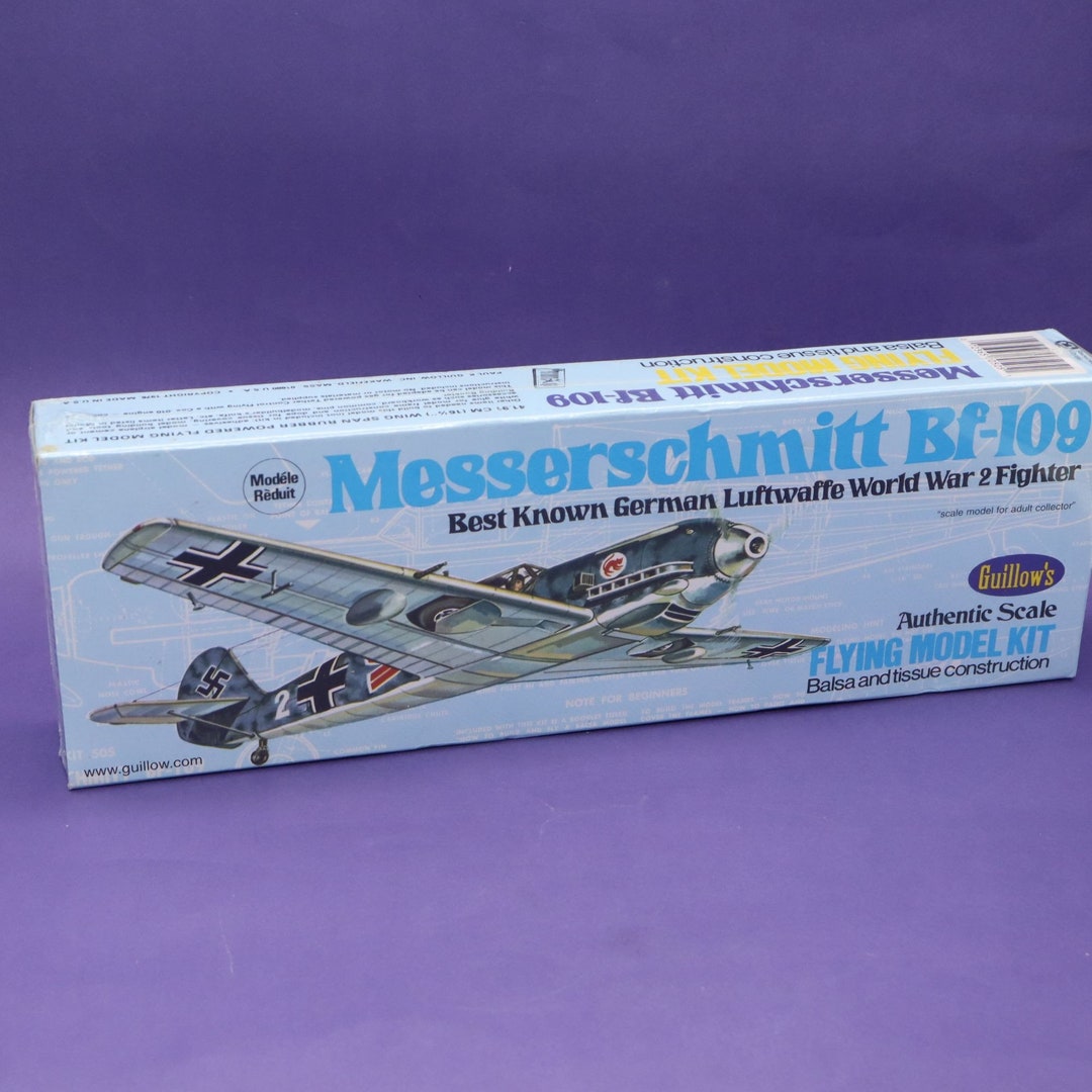 Vintage 1976 German Messerschmitt Bf-109 Balsa & Tissue Flying Model ...