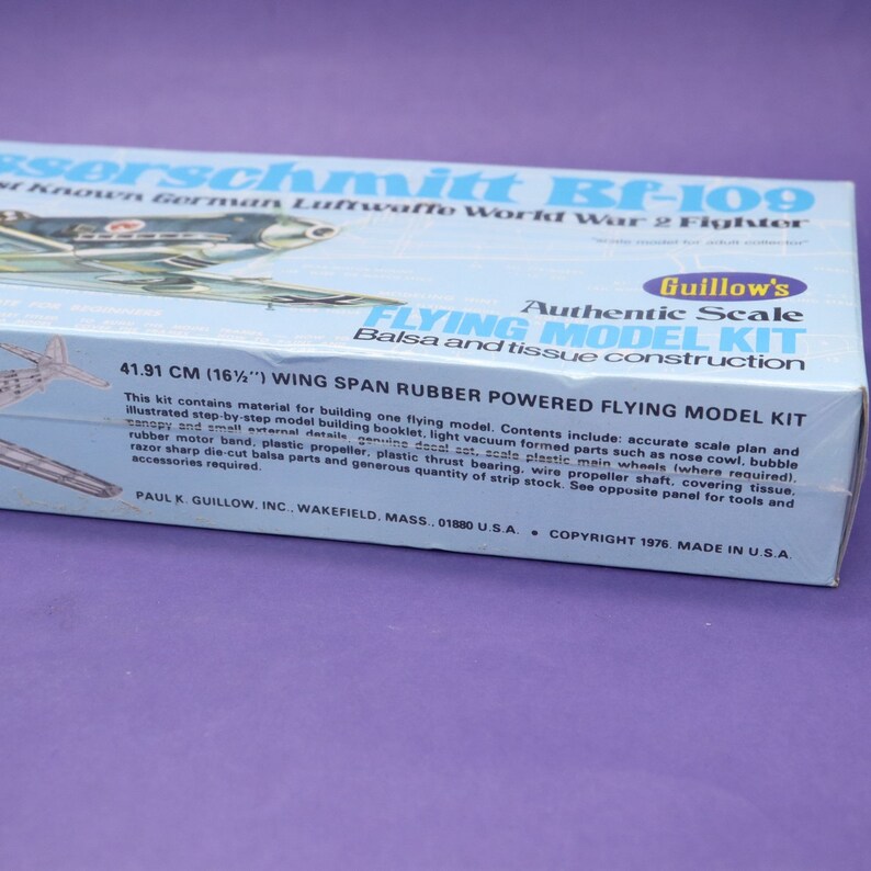 Vintage 1976 German Messerschmitt Bf-109 Balsa & Tissue Flying Model ...