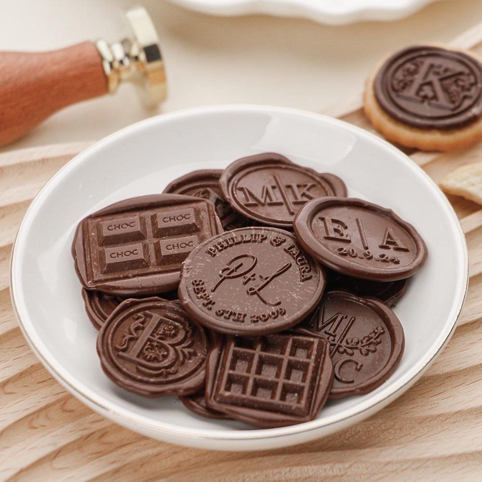 Chocolate Logo Personalised Stamp, Chocolate Logo Stamp, Letter ...