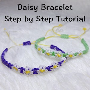 Daisy Macrame Bracelet Pattern, Adjustable Friendship Bracelet Pattern ...