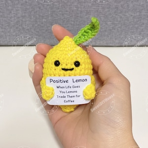 Handmade Crochet Lemon, Positive Affirmation Card, Desk Buddy - Etsy
