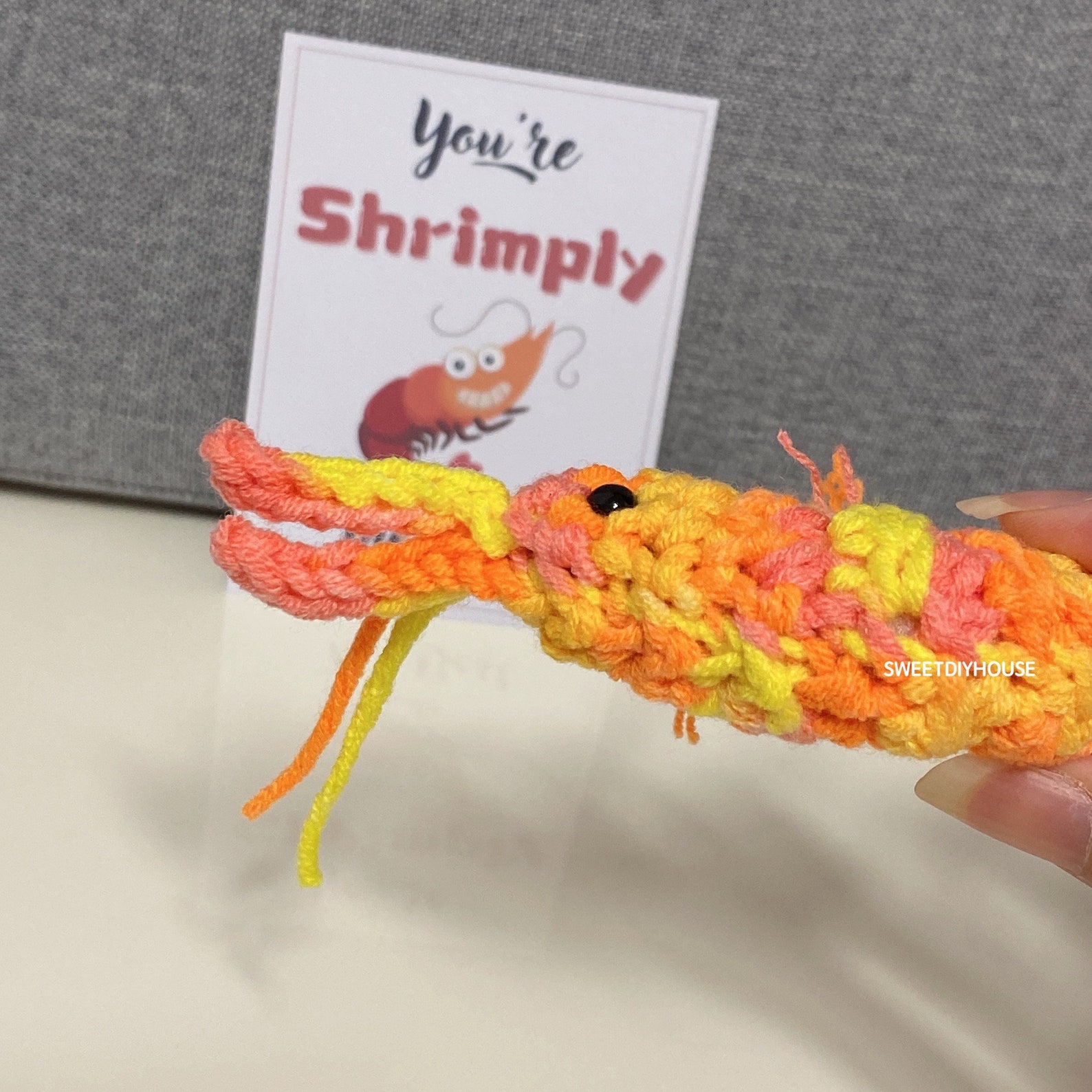 Emotional Support Shrimps With Positive Affirmation, Handmade Crochet ...