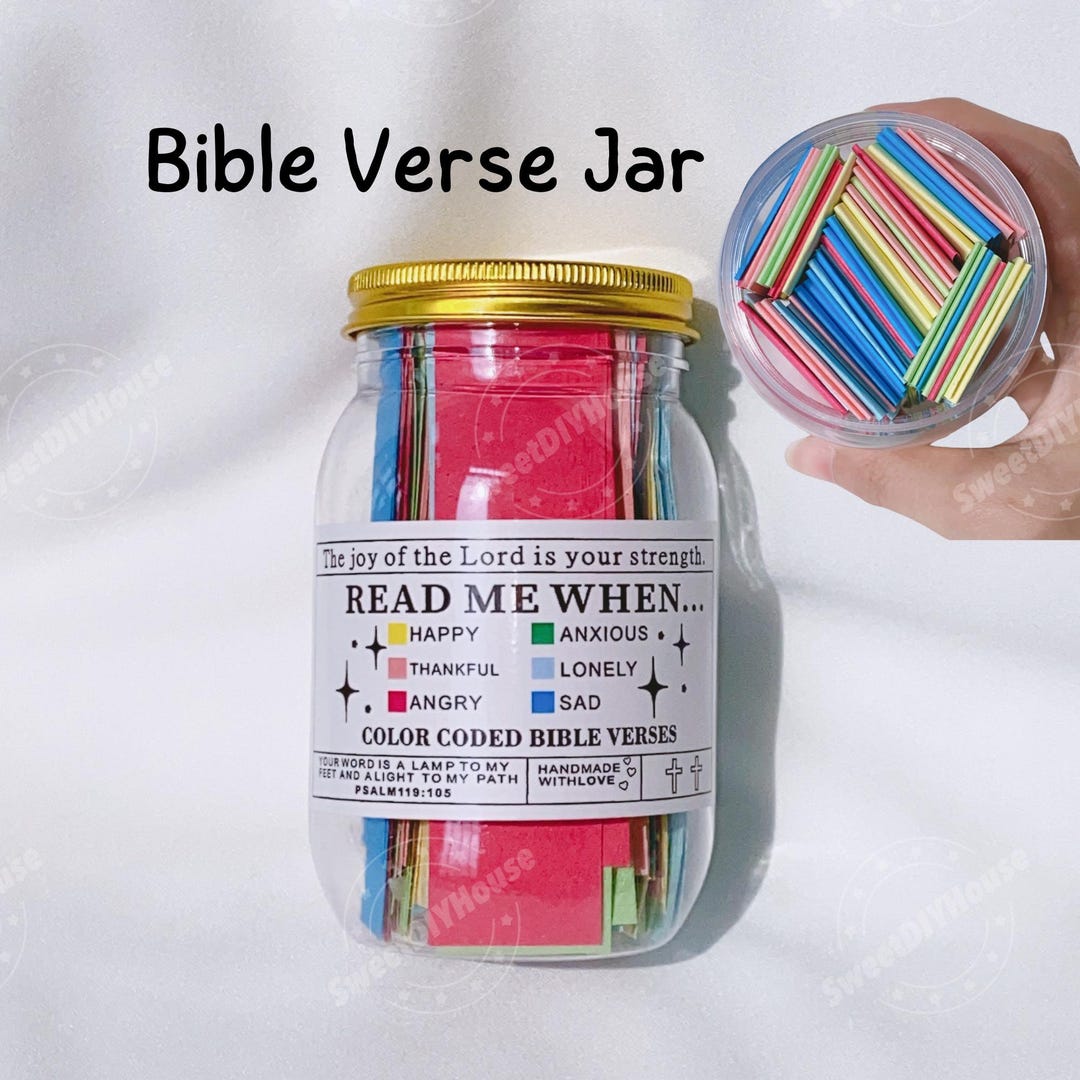 Bible Verse Jar, 60 Color Coded Bible Scriptures, Christian Christmas ...