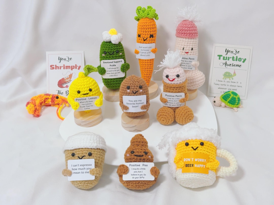 Emotional Support Pickle, Positive Lemon Poo, Crochet Flowers ...