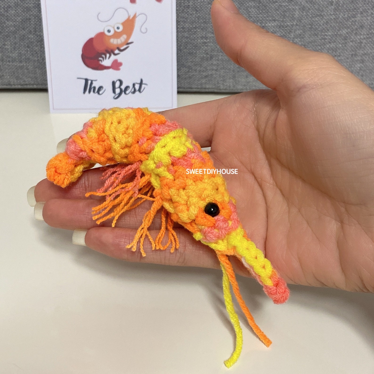 Emotional Support Shrimps With Positive Affirmation, Handmade Crochet ...