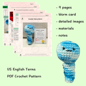 Pattern Worry Worm With Card, US Terms, Variegated Knitted Squishy Toys ...