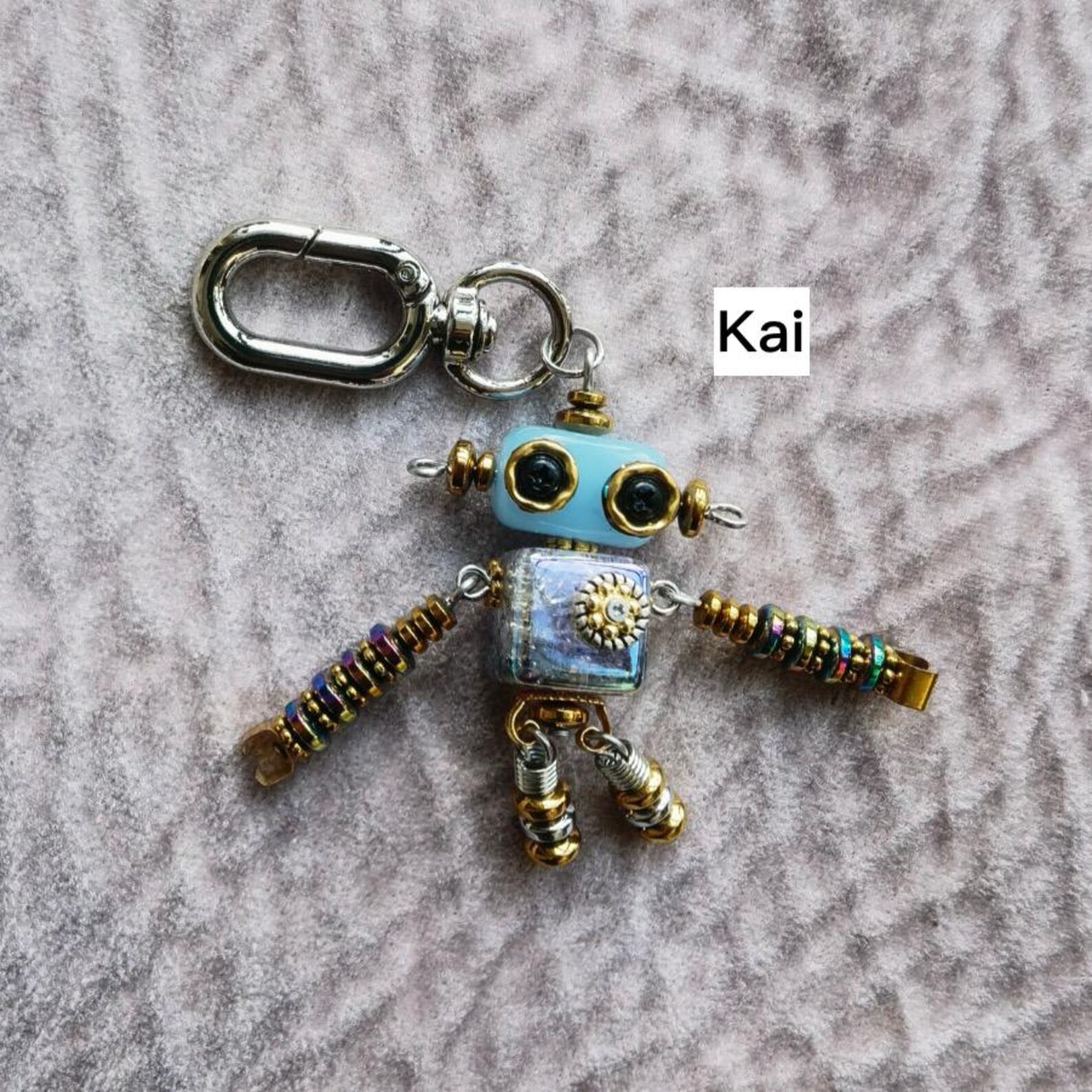 Unique Steampunk Robot Keychain, Handmade Wooden Robot Keyring, Mini ...