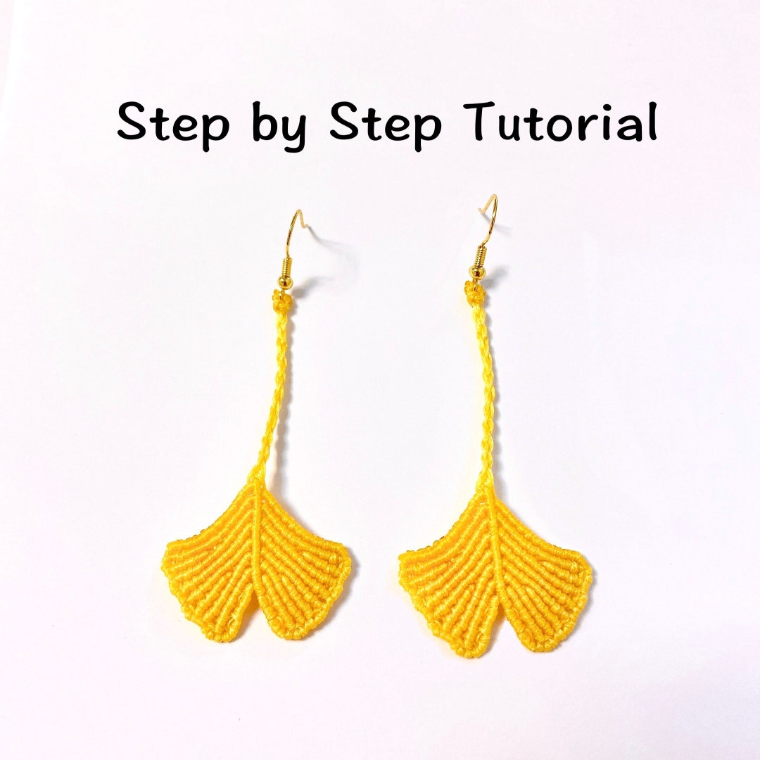 Ginkgo Leaf Fall Macrame Earrings Pattern,handmade Dangle Earrings Macrame Jewelry Pattern,step ...