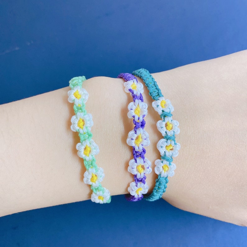 Daisy Macrame Bracelet Pattern Adjustable Friendship Bracelet - Etsy