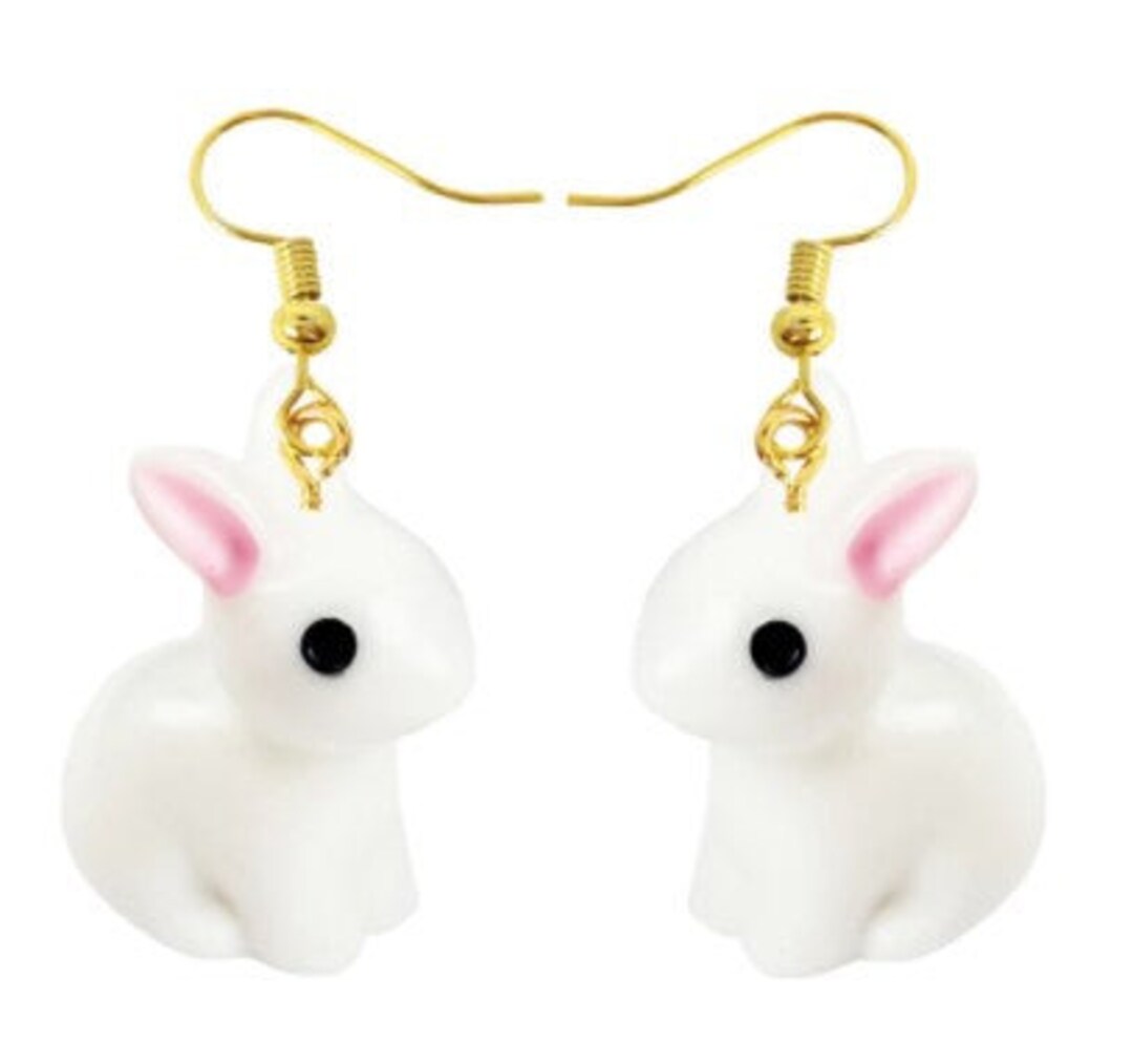 Mini White Rabbit Dangle Earrings | Bunny Rabbit Earrings Jewelry ...