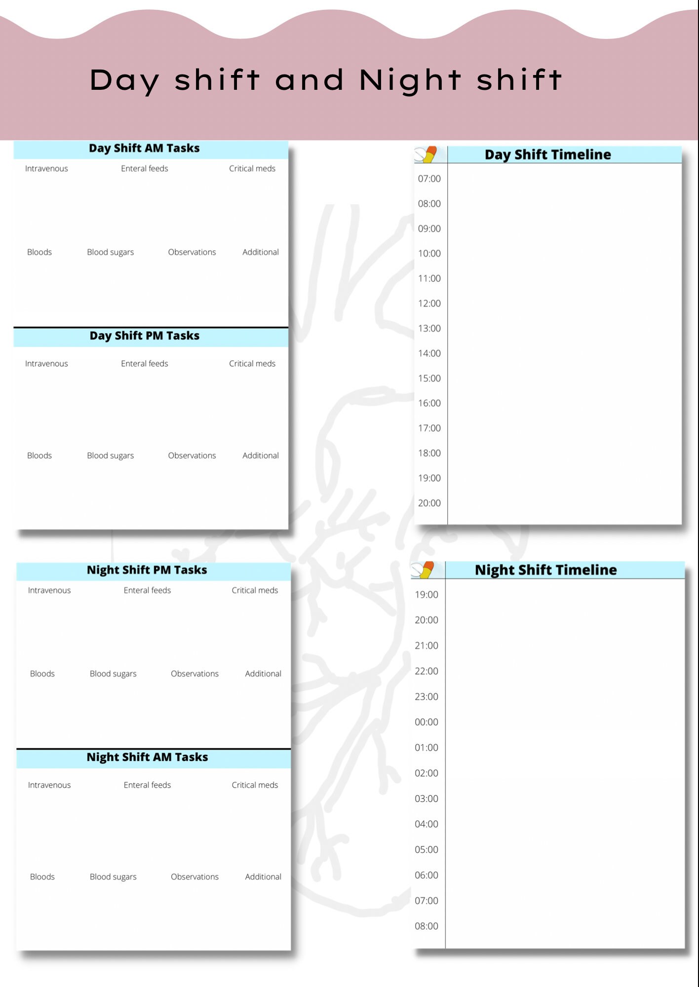 Nursing Shift Management Template | 8 Patients | Digital Download ...