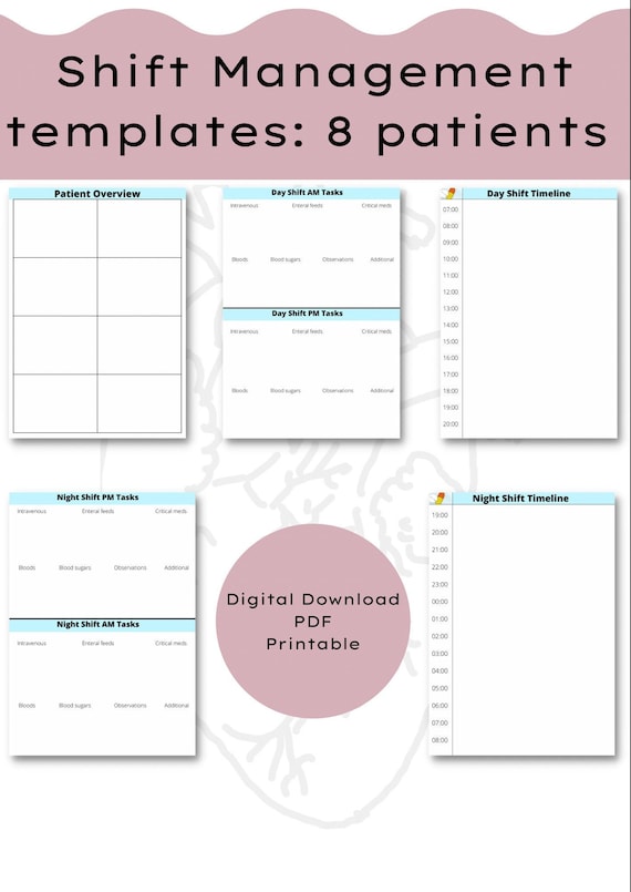 Nursing Shift Management Template 8 Patients Digital - Etsy