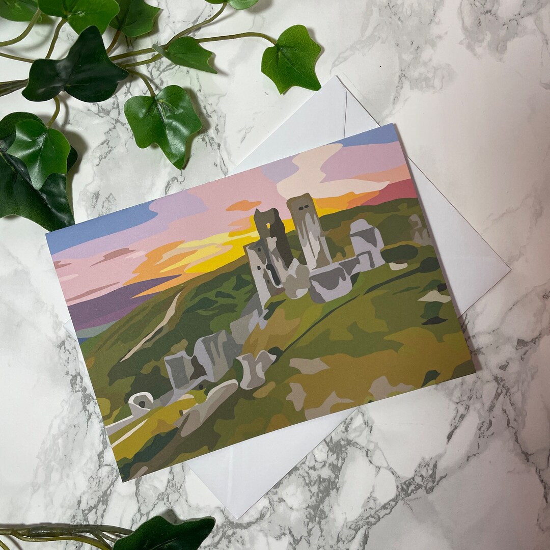 Corfe Castle, Note Card, Personalise, Dorset, Birthday, Anniversary ...