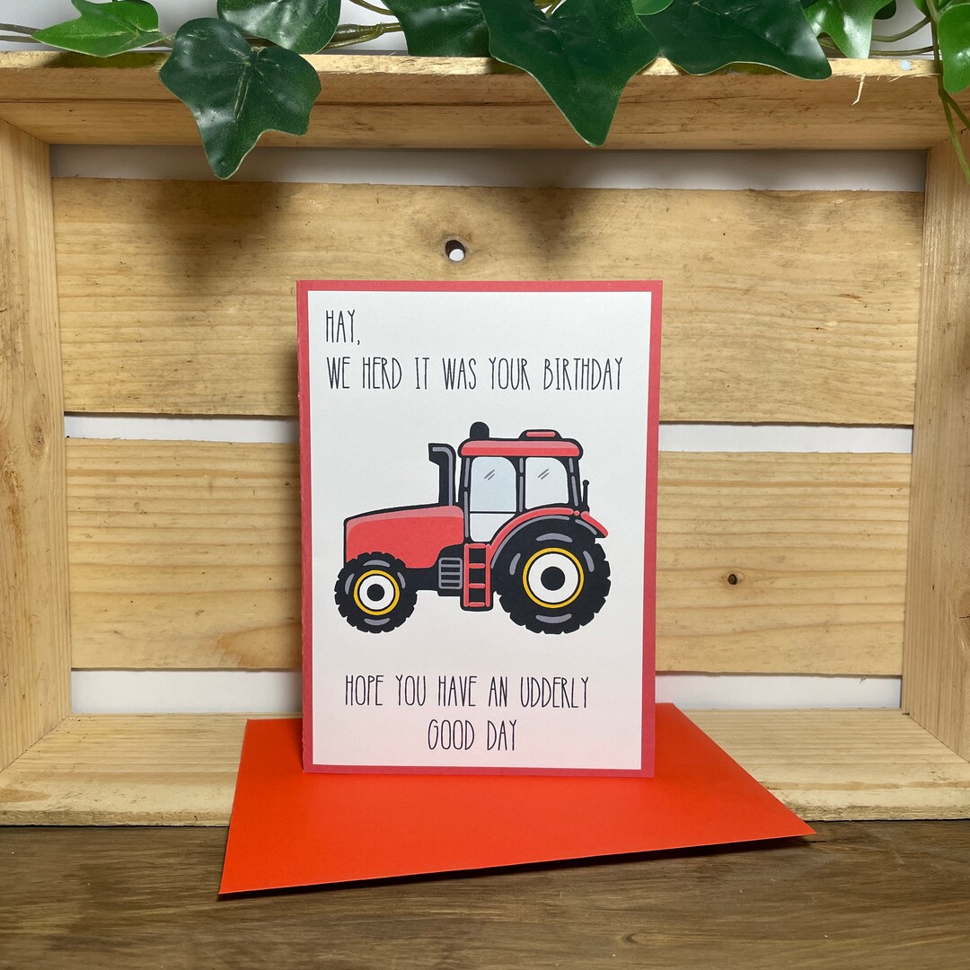 Farm Tractor Card, Farming, Cows, Pun, Funny Card, Personalise - Etsy