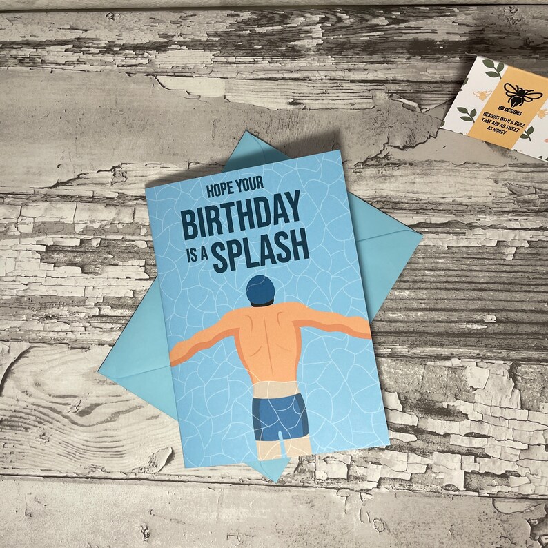 Swimming Birthday Card, Diving, Swimmer, Personalise - Etsy