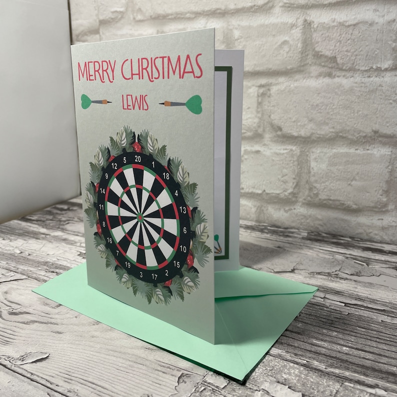 Darts Christmas Card Dart Board Wreath Xmas Merry - Etsy