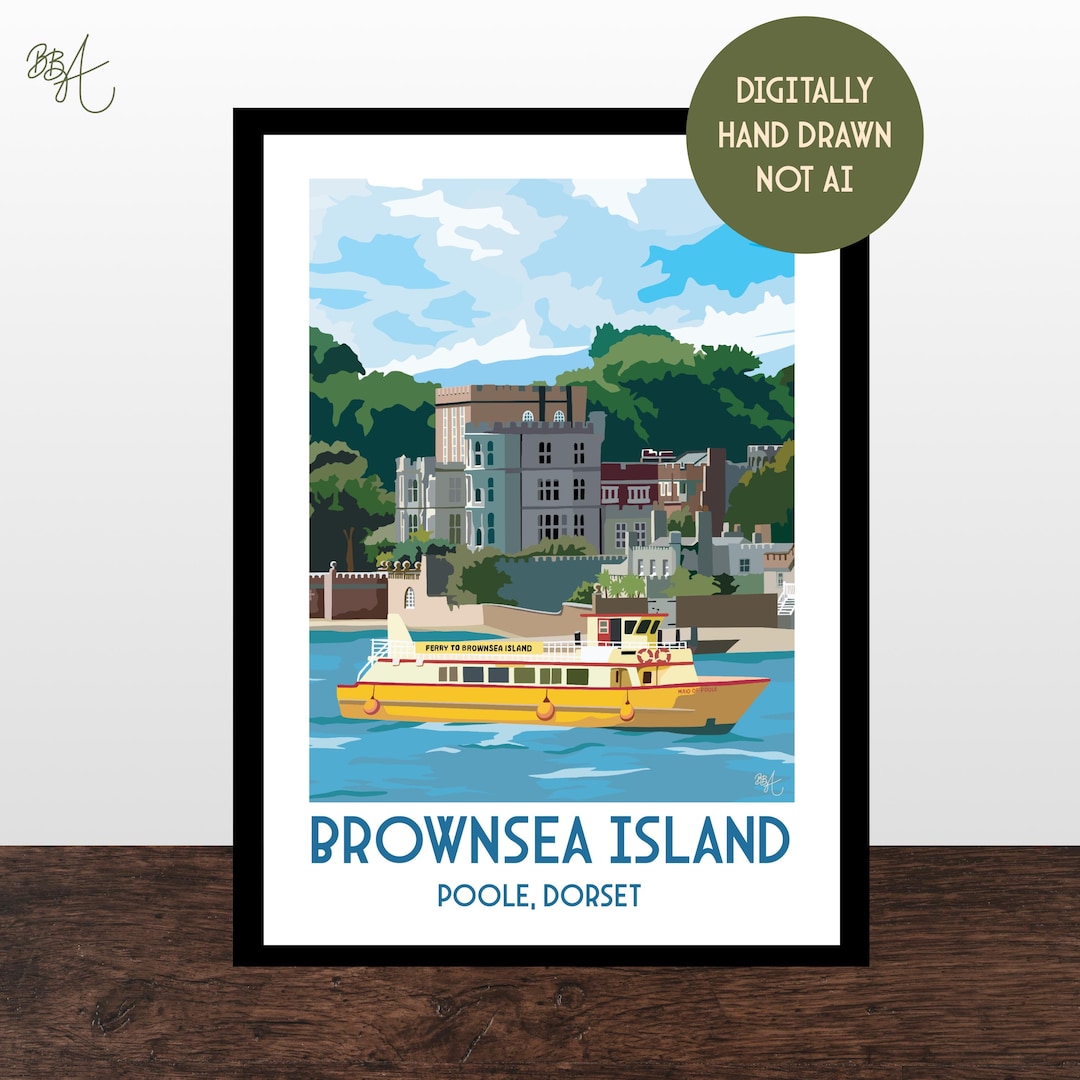 Brownsea Island, Poole, Dorset Vintage Travel Poster, Retro Style ...