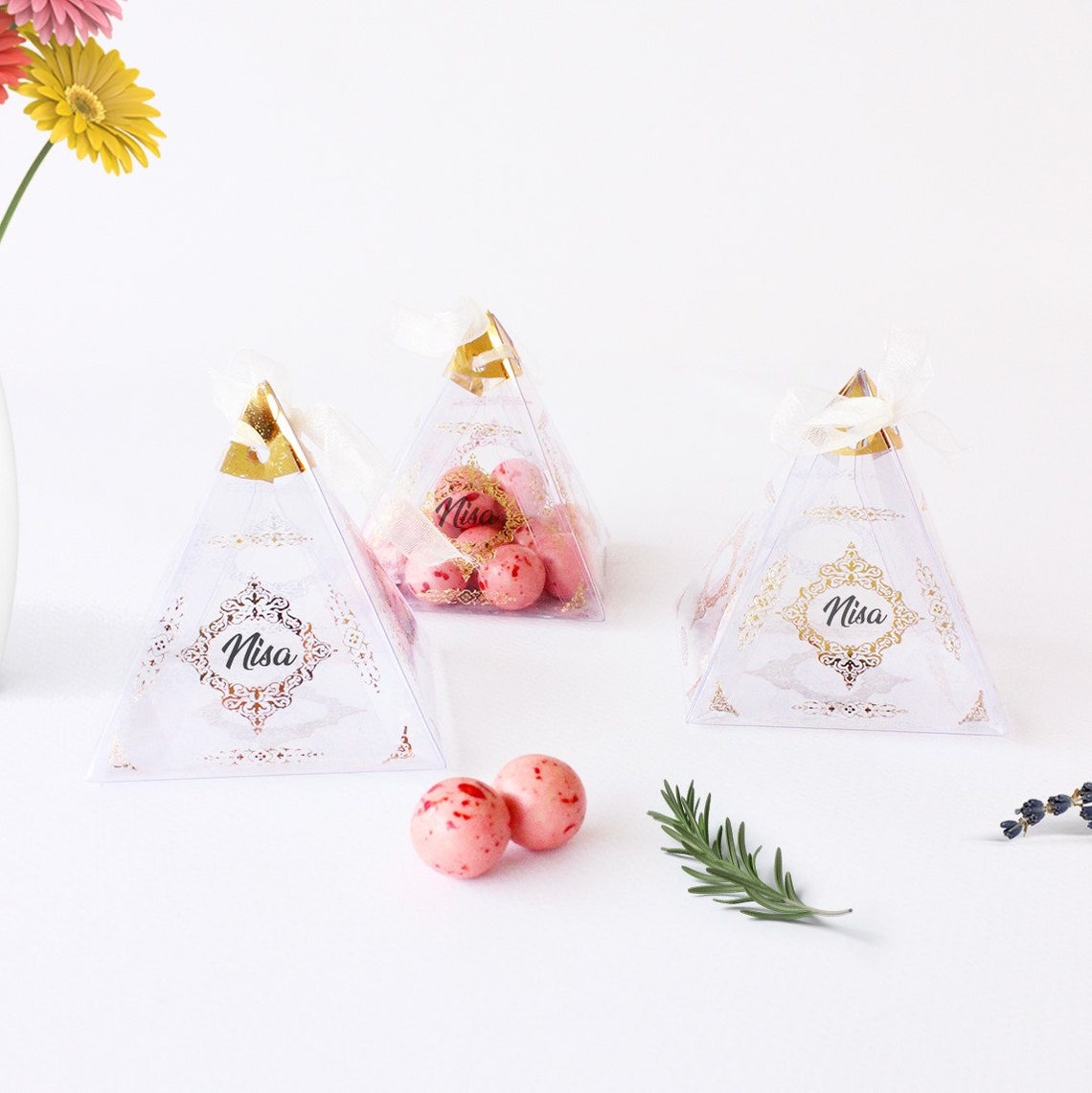 Personalized Pyramid Box Wedding Gift Box for Guests Guests - Etsy