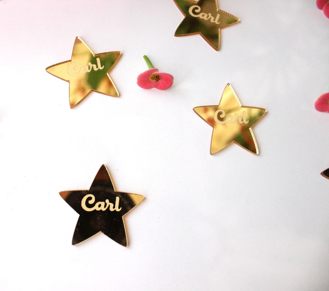 Gold Acrylic Mirror Tag Baby Shower Gift Favors Tag - Etsy