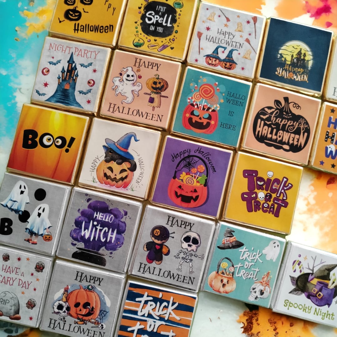 Halloween Chocolate, Skeleton and Pumpkin Design, Mini Chocolate ...