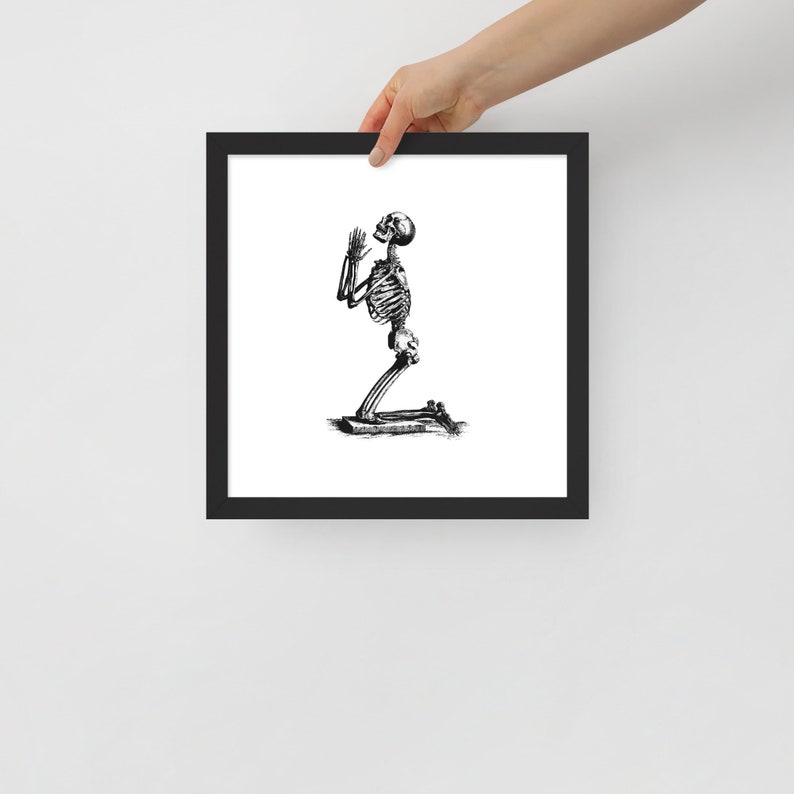 Framed Praying Hands Skeleton Print - Etsy