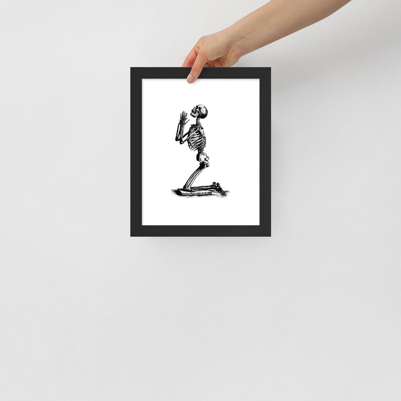 Framed Praying Hands Skeleton Print - Etsy