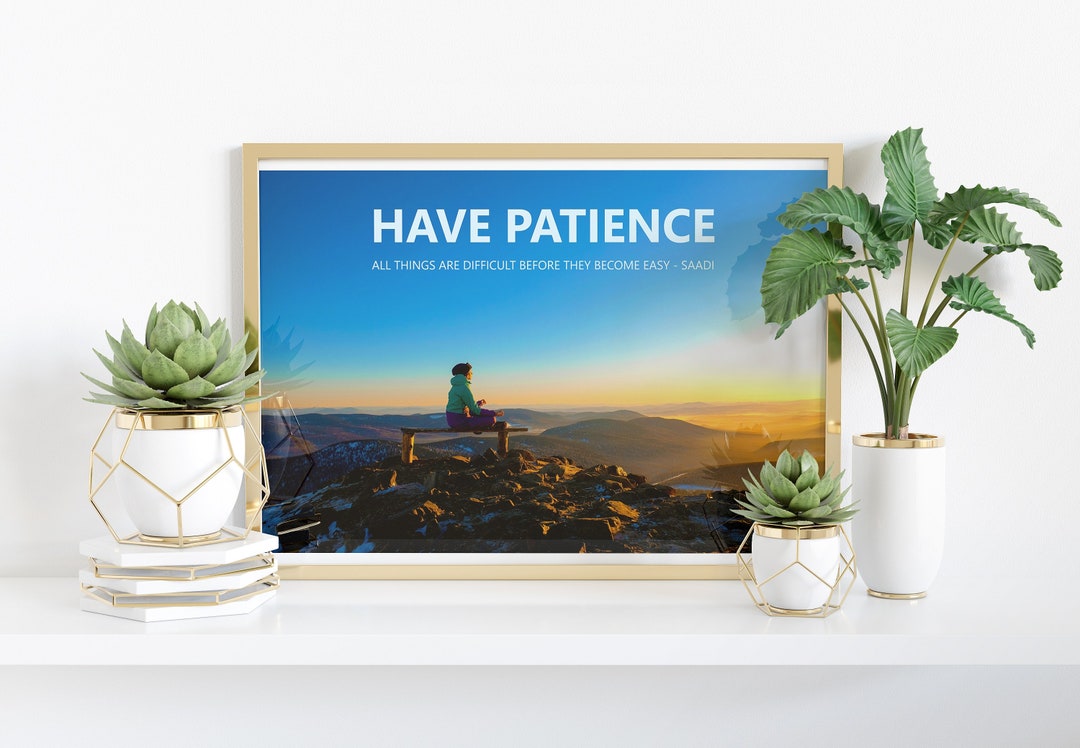 Have Patience Inspirational Quote Wall Art, Modern Home Office ...