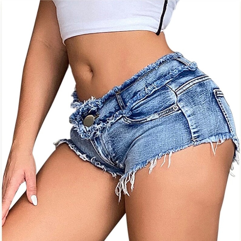 2022 Elastic Womens Sexy Low Waist Bar Denim Shorts Jeans Hotwife