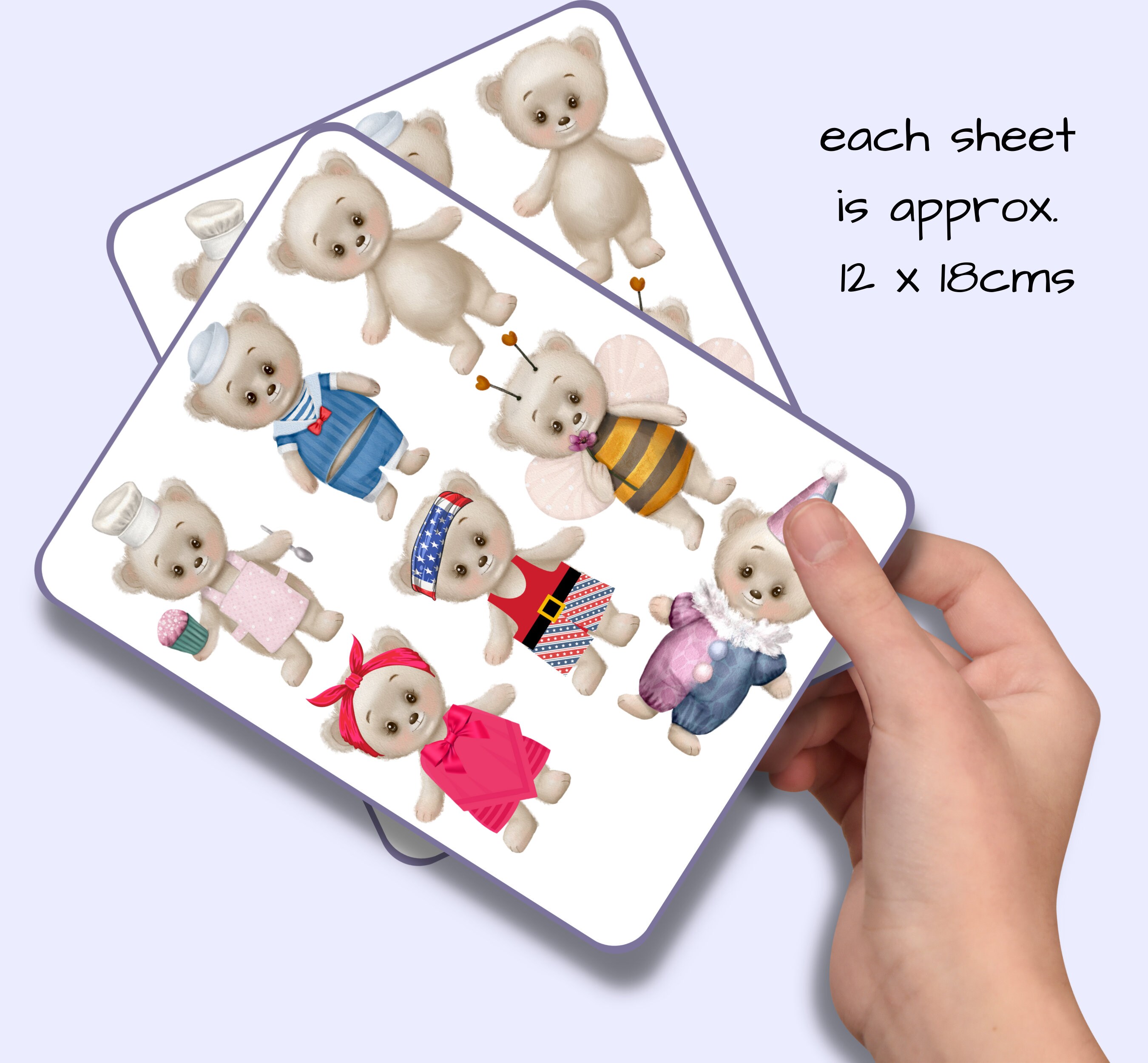 Kiss-cut Cute Teddy Bear Sticker Sheets Vinyl Teddy Stickers - Etsy