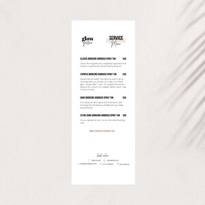 Spray Tan Service Menu Template Salon Price List (Instant Download) - Etsy