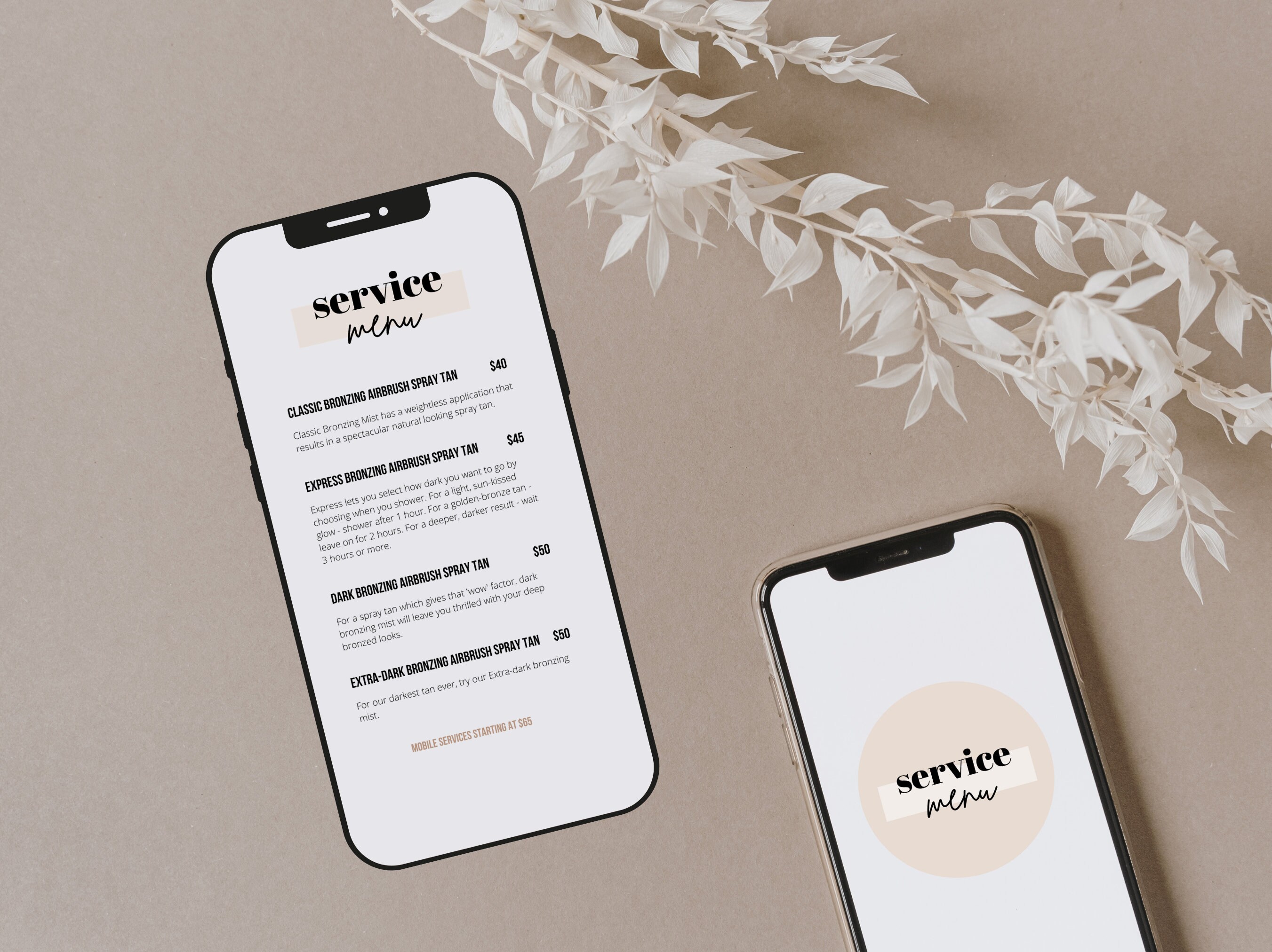 Virtual Spray Tan Service Menu Template Instagram Highlight Spray Tan ...