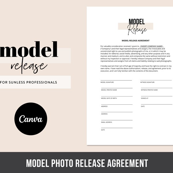 Photo Model Release - Etsy