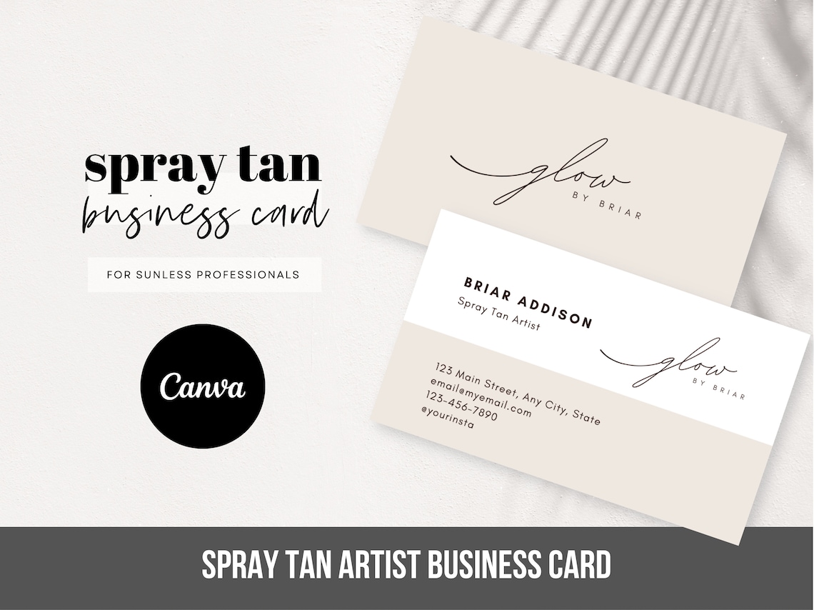 Spray Tan Artist Business Card Template | Modern, Neutral, Classic ...