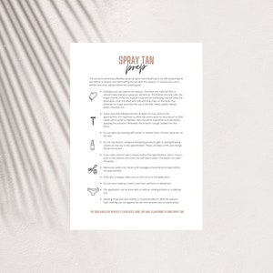 Spray Tan Client Care Card Template: Pre & Post Tan Instructions (canva ...