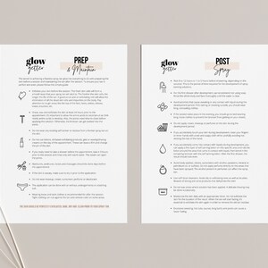 Spray Tan Client Care Card Template Pre and Post Spray Tan - Etsy